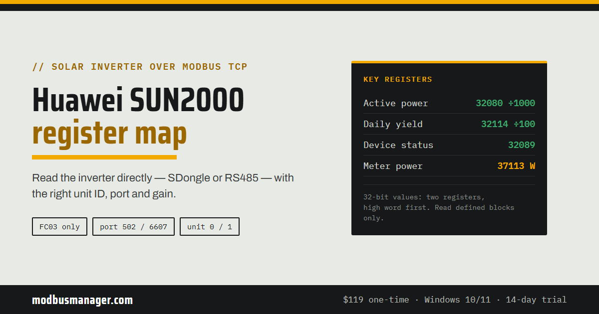 Huawei SUN2000 Modbus Register Map: TCP, SDongle & RS485